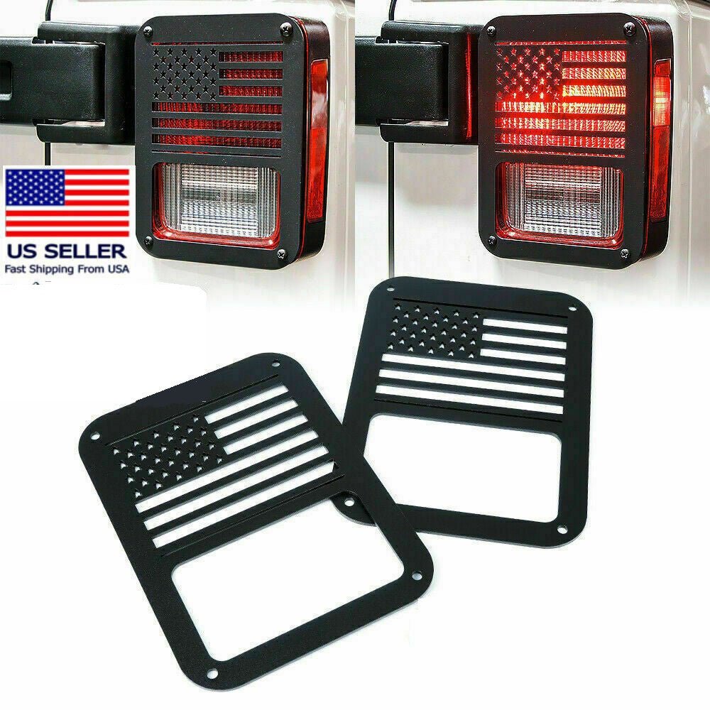 Rear Tail Light Cover Guards USA Flag for Jeep Wrangler JK 2007-2018 ...
