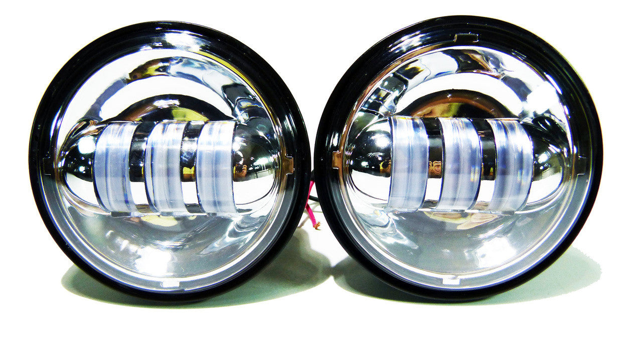 4-1/2" Chrome LED Auxiliary Spot Fog Passing Light Lamp For Harley Mot ...