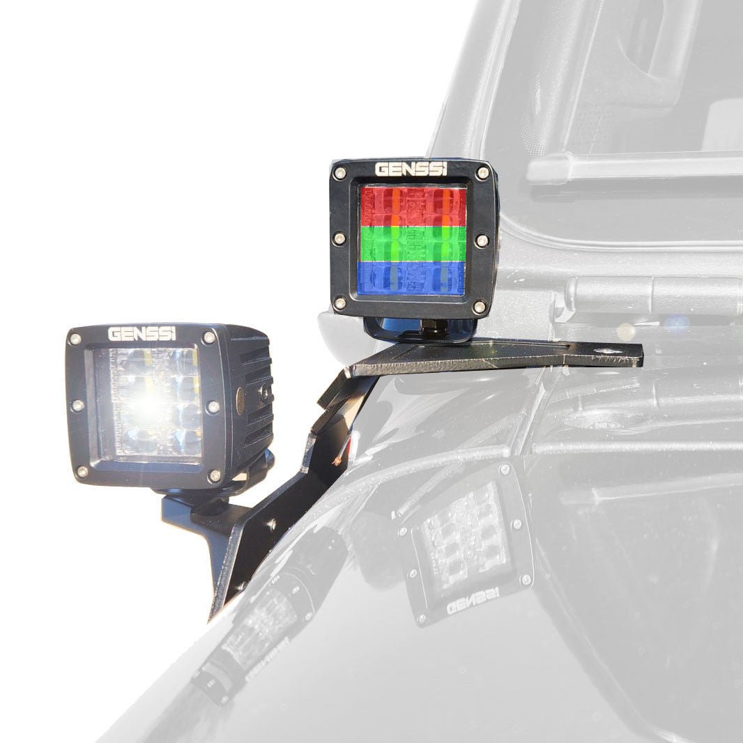 A-Pillar Cube RGB +White Wireless Kit Lights with Bracket for Jeep Wra ...